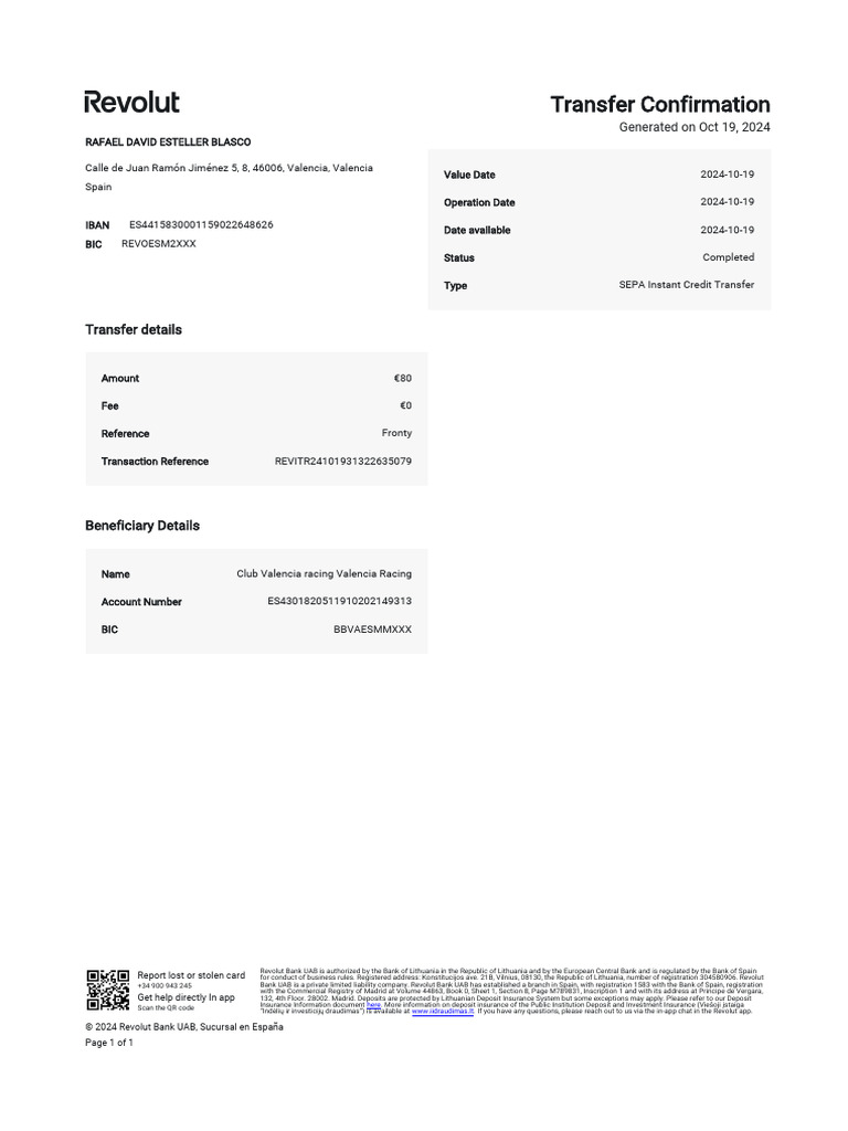 Transaction Confirmation Report en Us b24b5d | PDF | Banks | Money