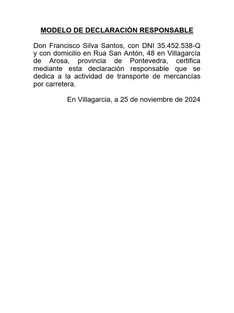 Declaración Responsable | PDF