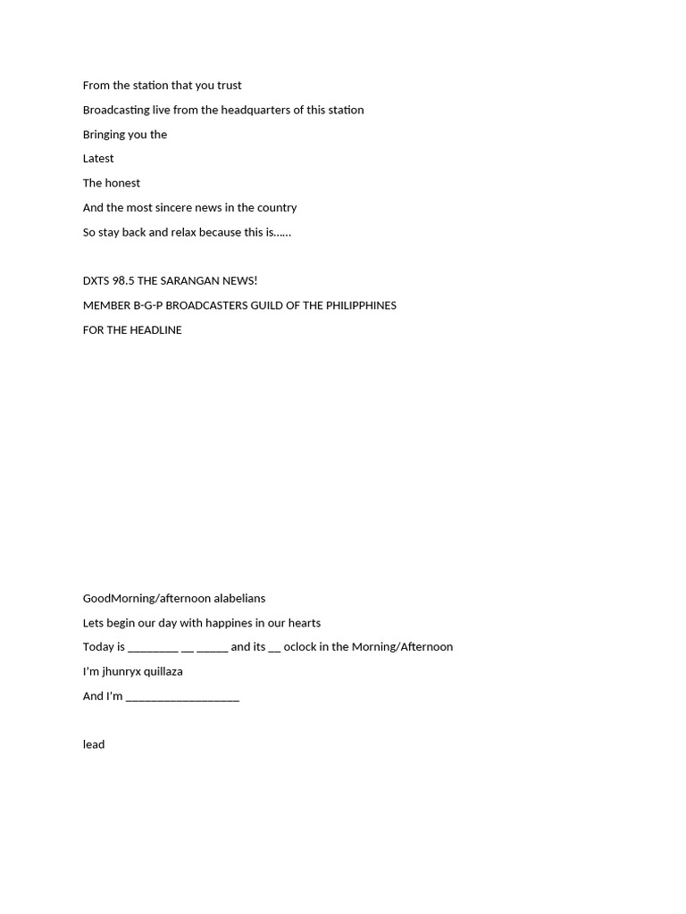 Radio Broadcast Performance | PDF