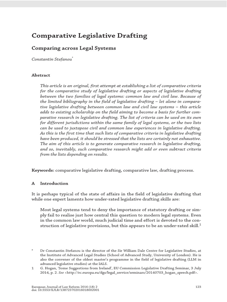 Comparative Legislative Drafting | PDF | Common Law | Civil Law (Legal System)