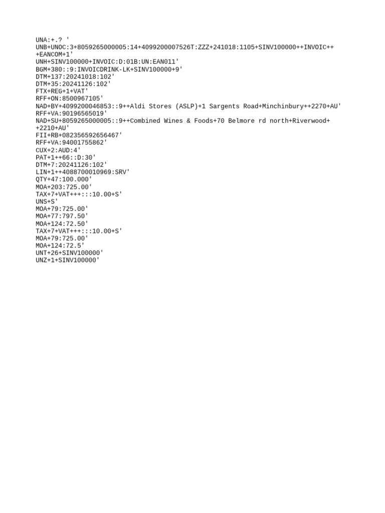 CWF Test File Invoic Commercial Au Updated24oct-4 | PDF