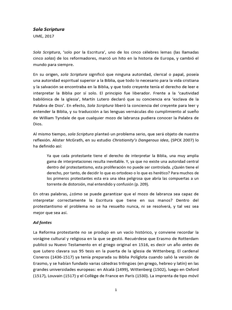 Sola Scriptura | PDF | protestantismo | Biblia