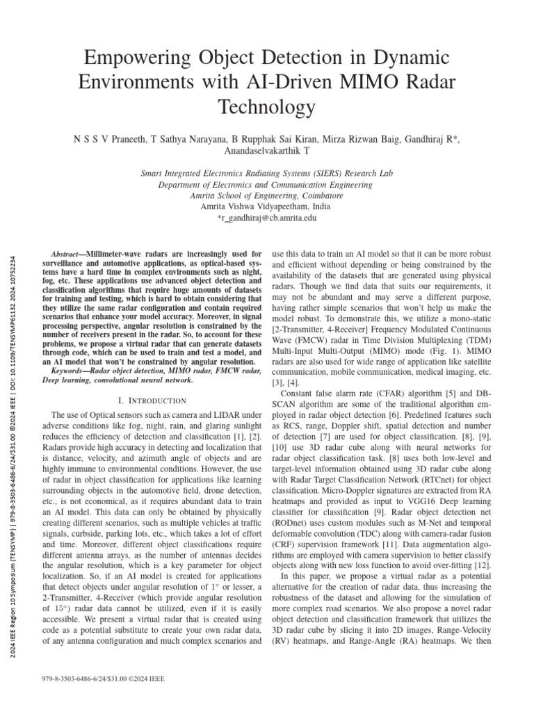 Empowering Object Detection in Dynamic Environments With AI-Driven MIMO Radar Technology | PDF ...
