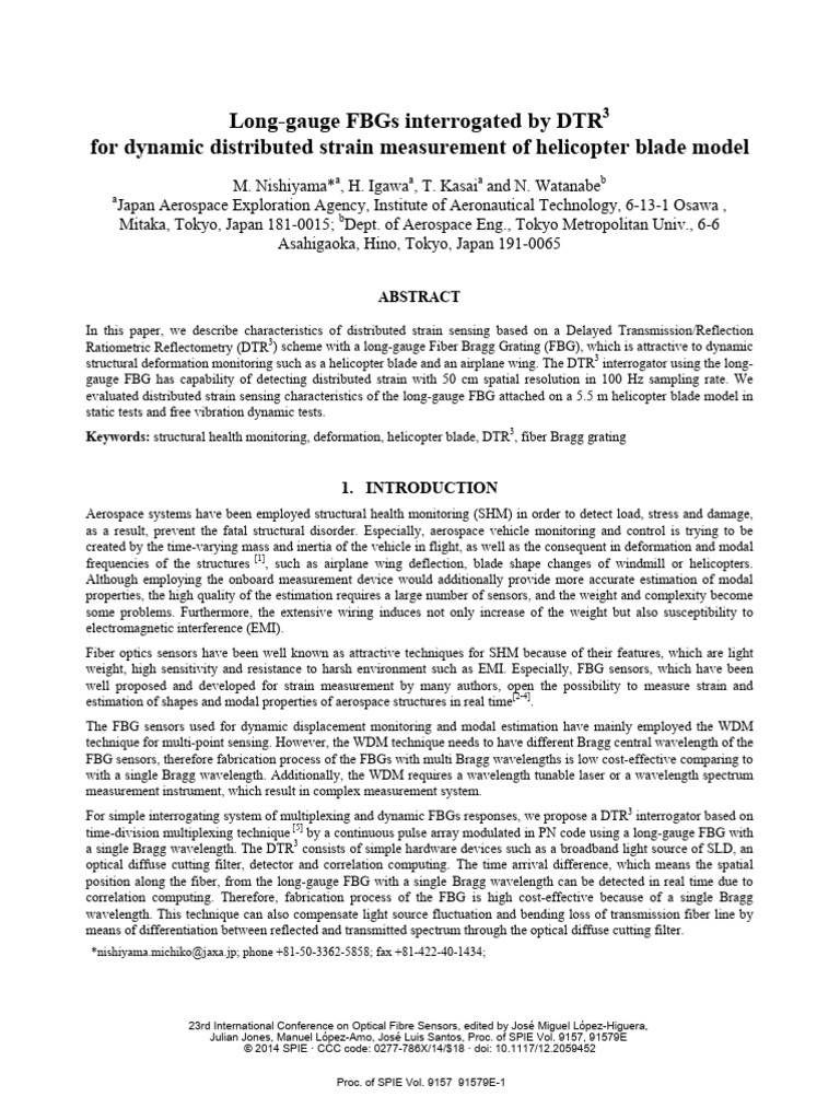 Long-Gauge FBGs Interrogated by DTR3 For Dynamic Distributed Strain Measurement of Helicopter ...
