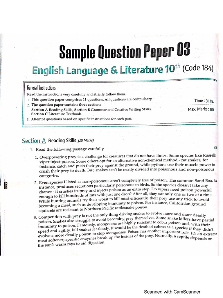 Sample Paper 3 Class 10th 2024-25 | PDF