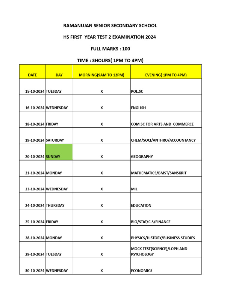 HS First Year Test 2 Exam 2024... | PDF