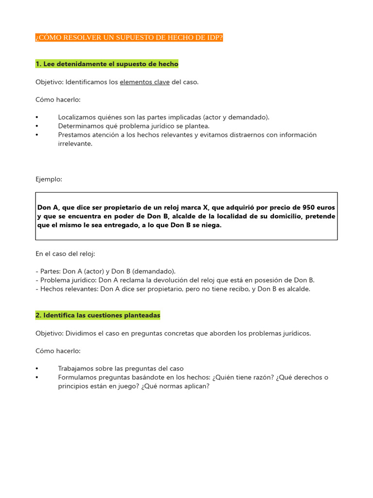 Plantilla Cómo Resolver Un Caso de Idp | PDF | Demanda judicial | Ley procesal
