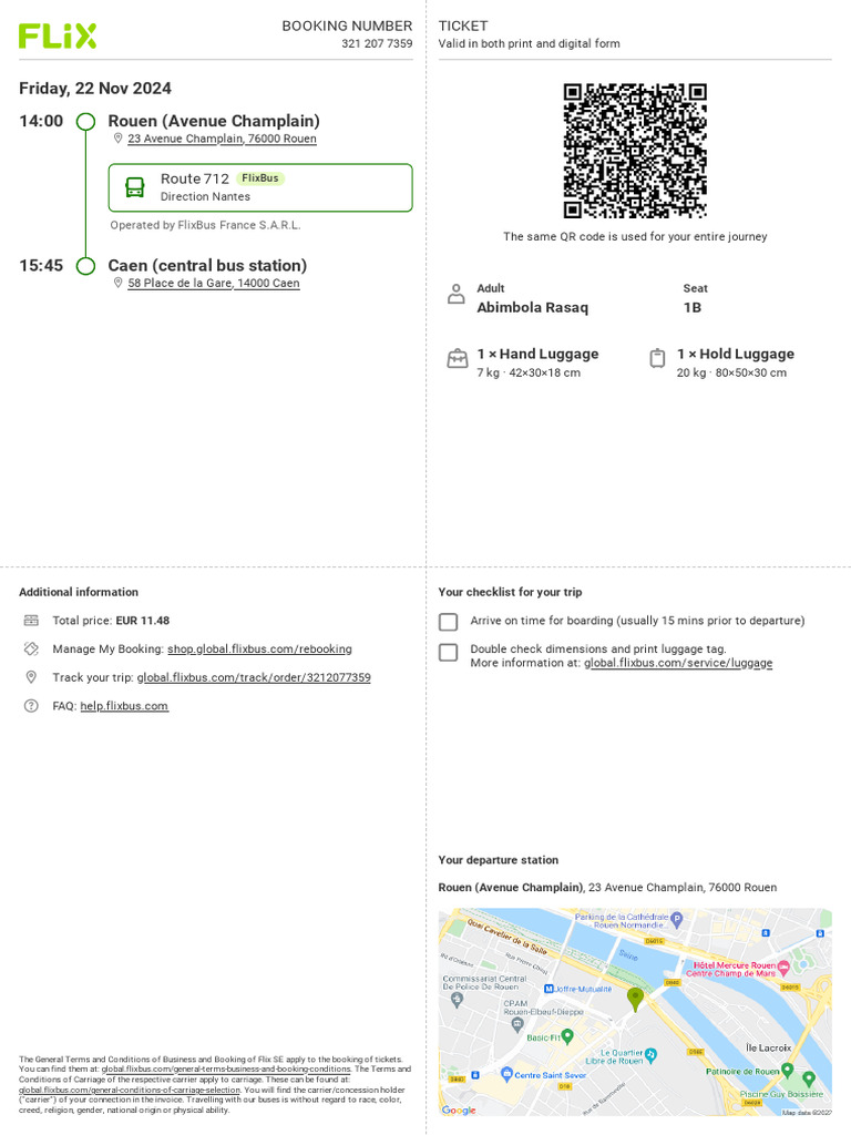 Ticket Rouen Caen 3212077359 | PDF | Bus Transport | Transport