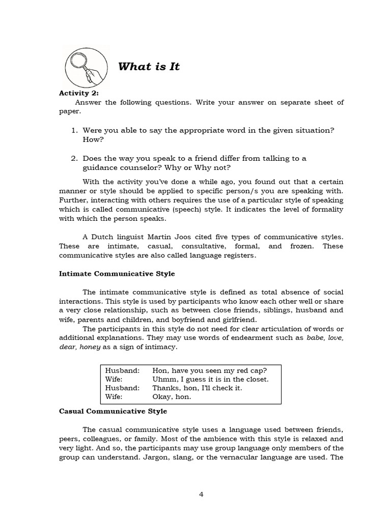 Communicative Styles Guide | PDF | Human Communication | Linguistics