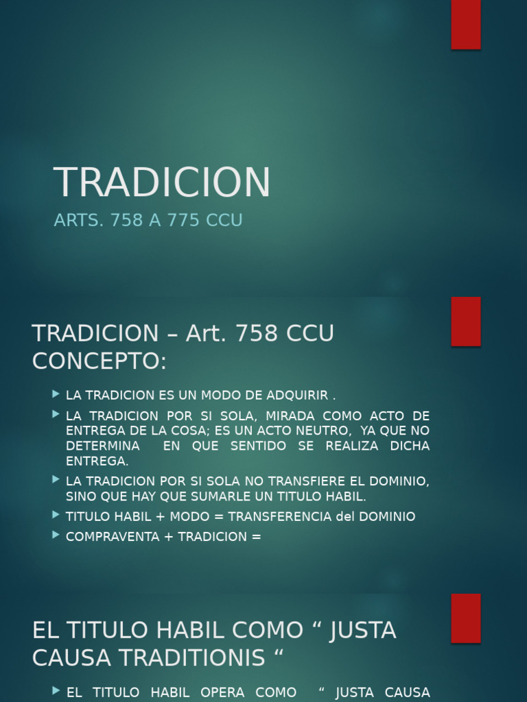 TRADICION | PDF | Propiedad | Posesión (Ley)