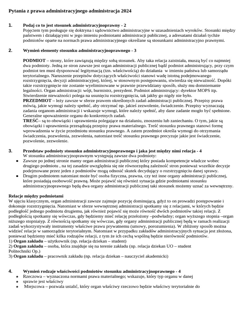 Administracja Zagadnienia 2 Semestr | PDF