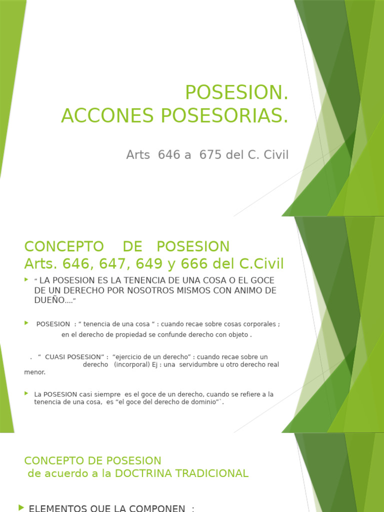 Conceptos y Efectos de la Posesión Jurídica | PDF | Posesión (Ley ...