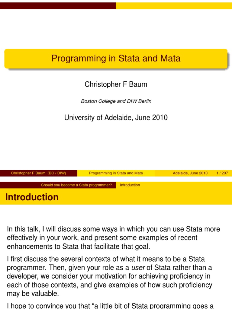 Good Stata Programming Lecture | PDF | Subroutine | Variable (Computer ... Good Stata Programming Lecture | PDF | Subroutine | Variable (Computer ...