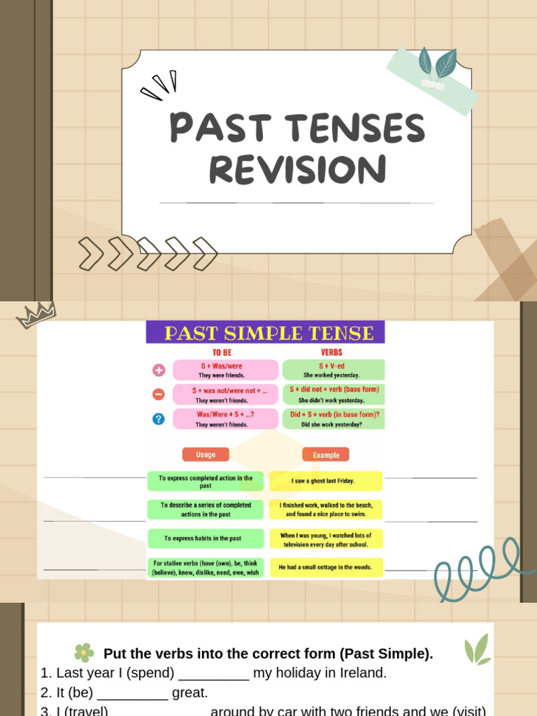 Past Tenses Revision | PDF | Grammatical Tense | Linguistics