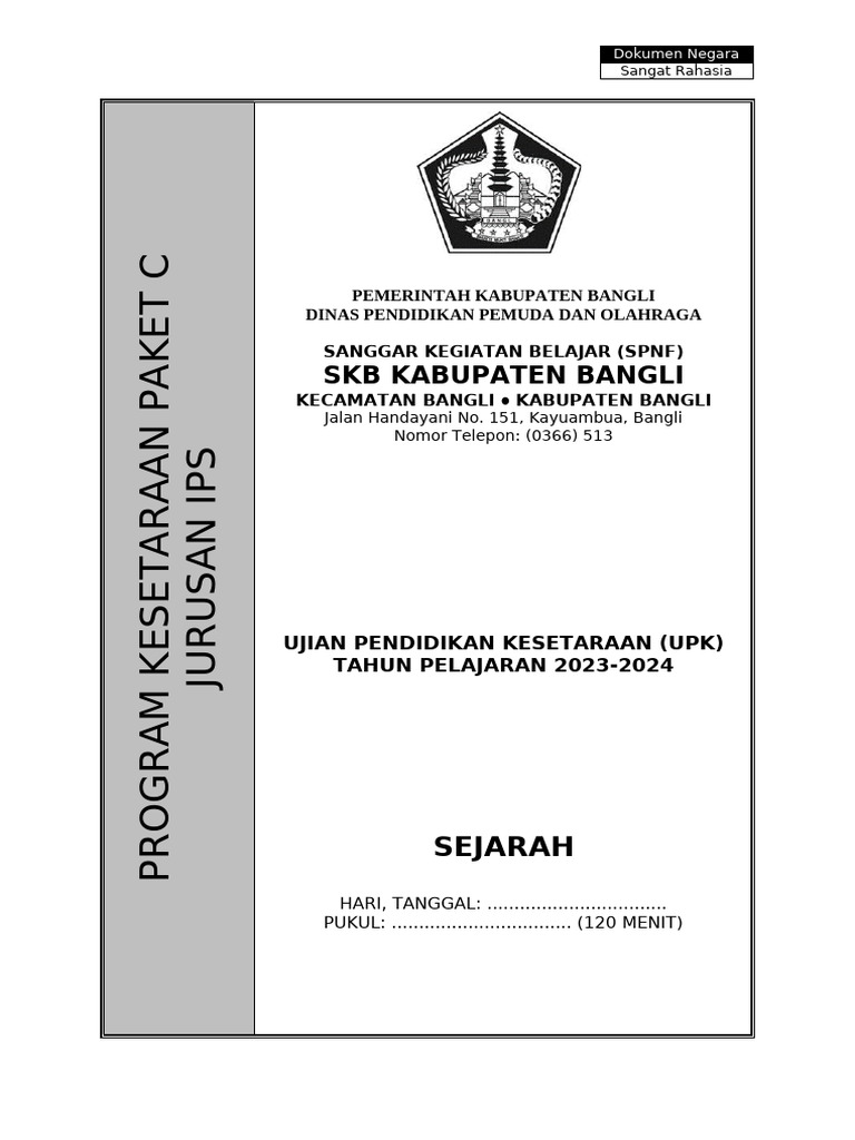 Naskah UPK SEJARAH TP.2023-2024 | PDF