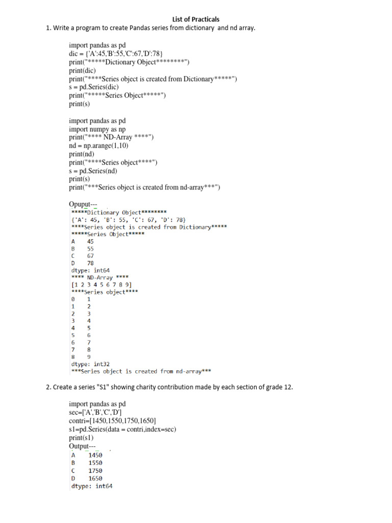 List of Practicals Python 2024 - 25 | PDF | Business | Computers