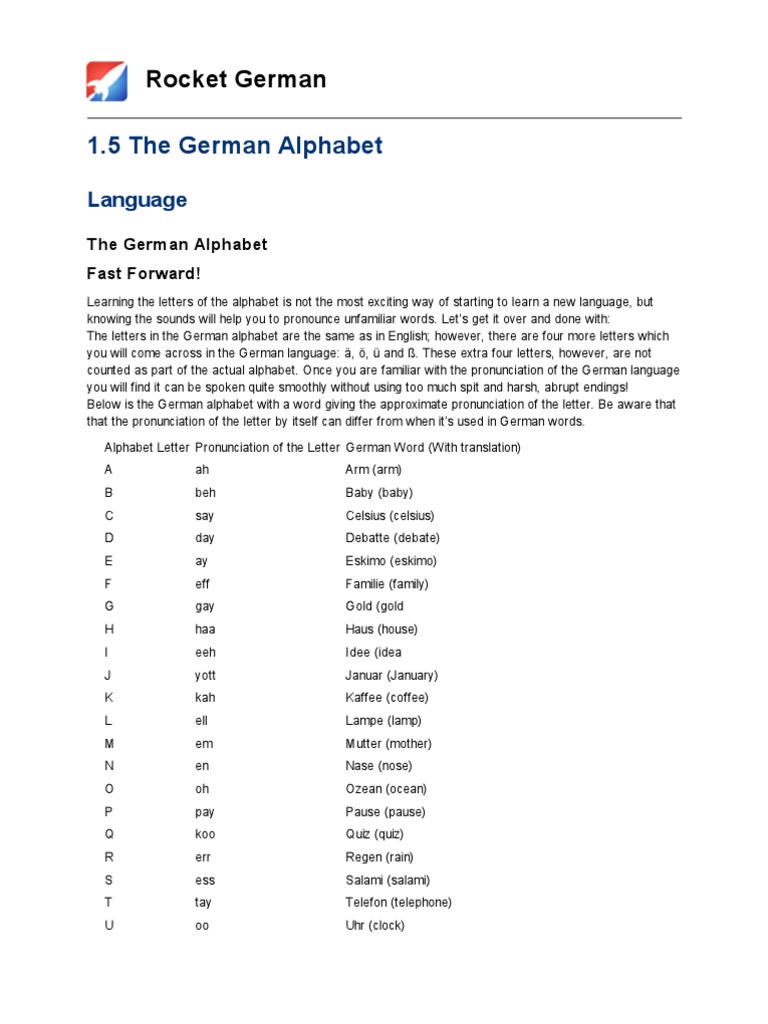 1.5 The German Alphabet | PDF | Human Voice | Phonology