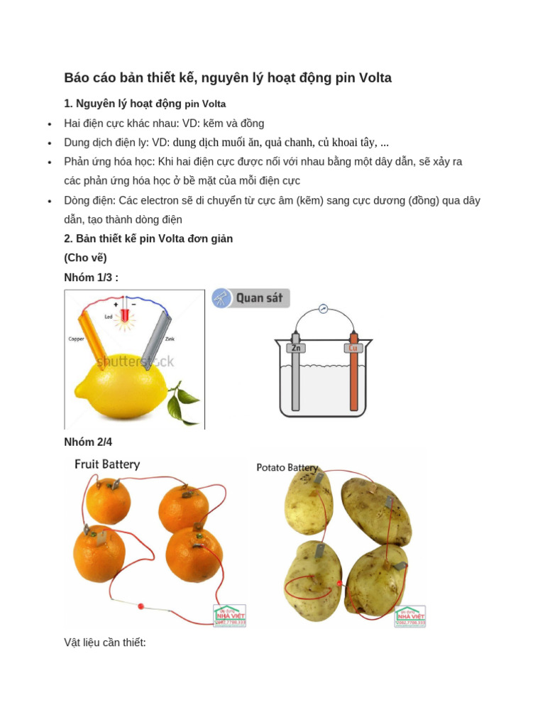 Báo Cáo Bản Thiết Kế Pin Galvani | PDF