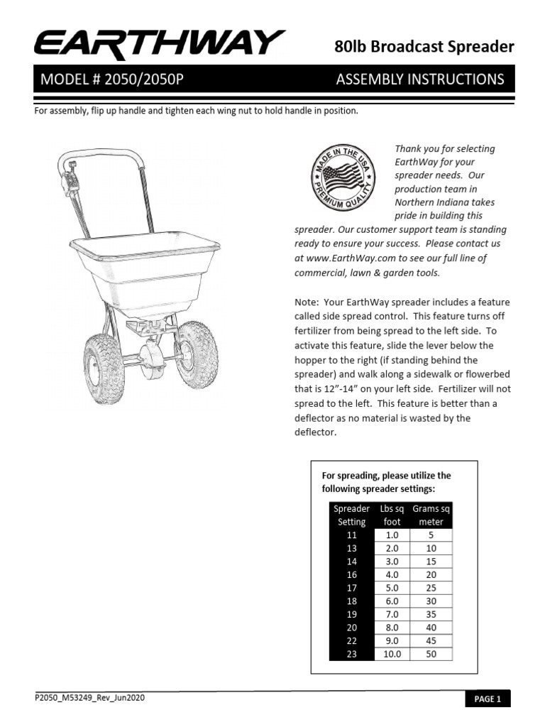 Earthway 2050-2050p Series-Assembly Instr | PDF