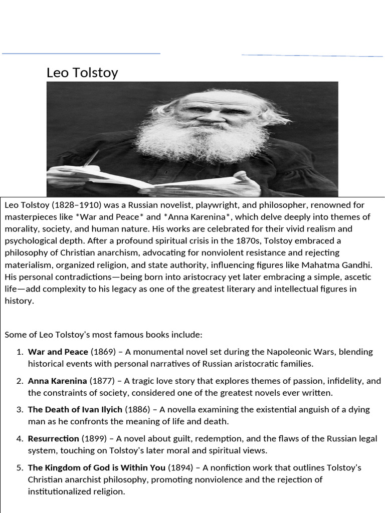 Leo Tolstoy | PDF | History | Classics