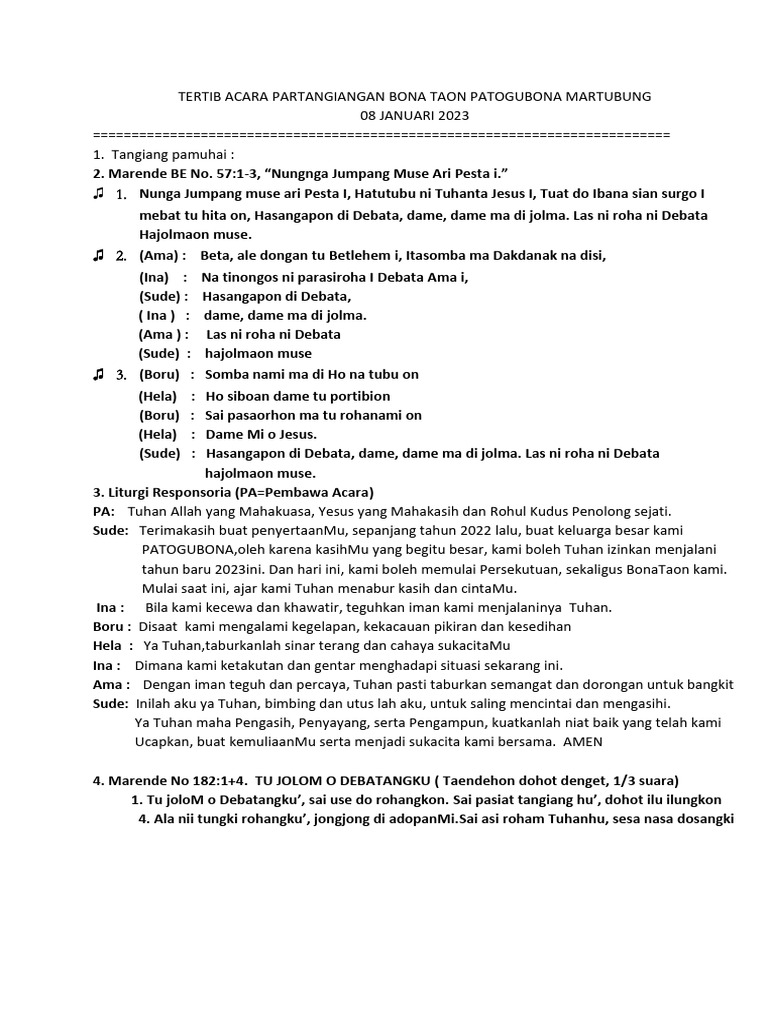 Acara Bona Taon Patogubona | PDF | Agama & Spiritualitas
