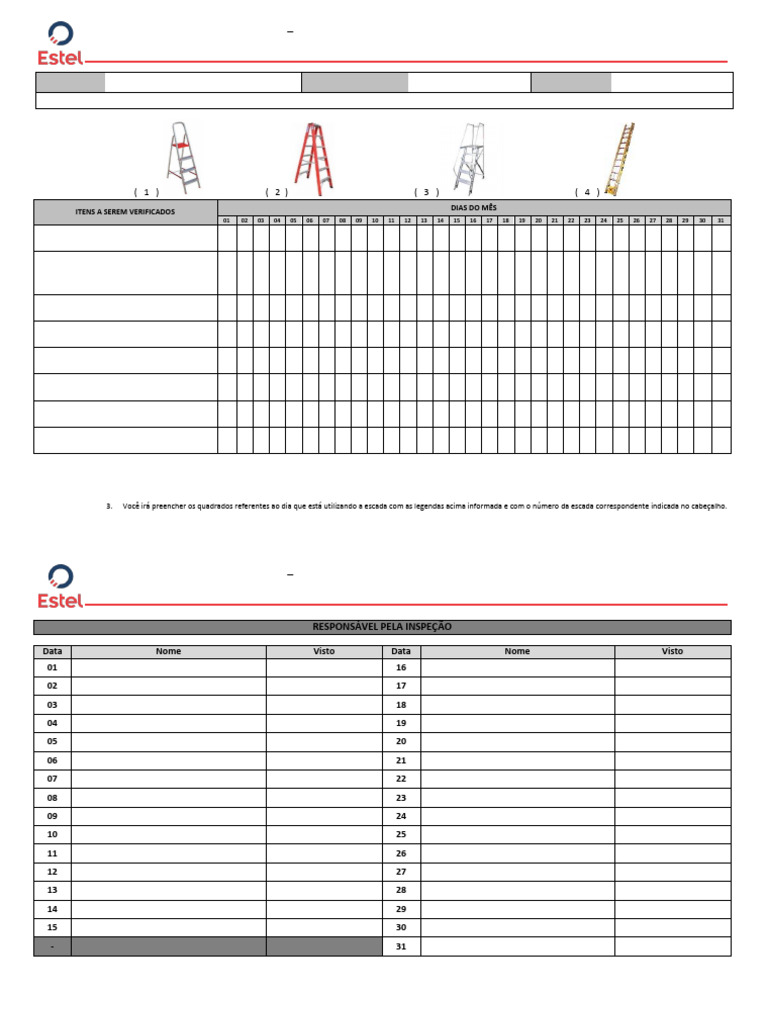 Cópia Controlada - FM0743R01 Lista de Verificação - Inspeção de Escada ...