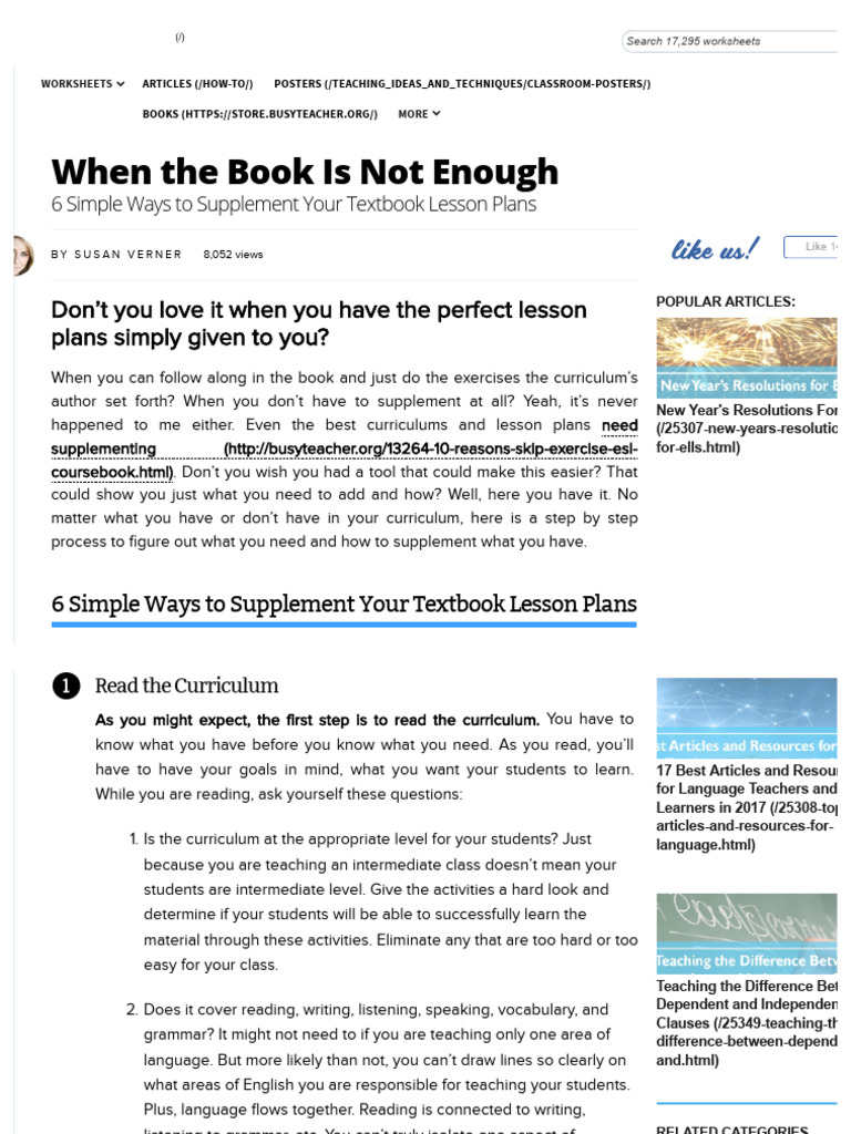 Supplement Your Textbook Lesson Plans | PDF | Curriculum | Vocabulary