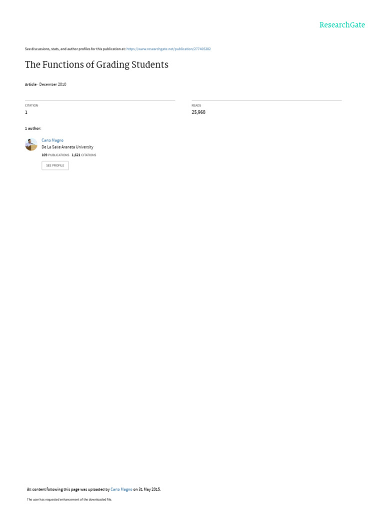 The Functions of Grading Students: December 2010 | PDF | Educational ...