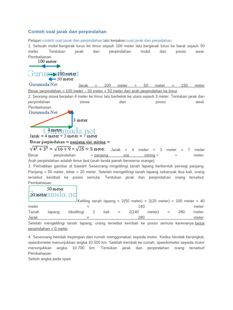 Contoh Soal Jarak Dan Perpindahan | PDF