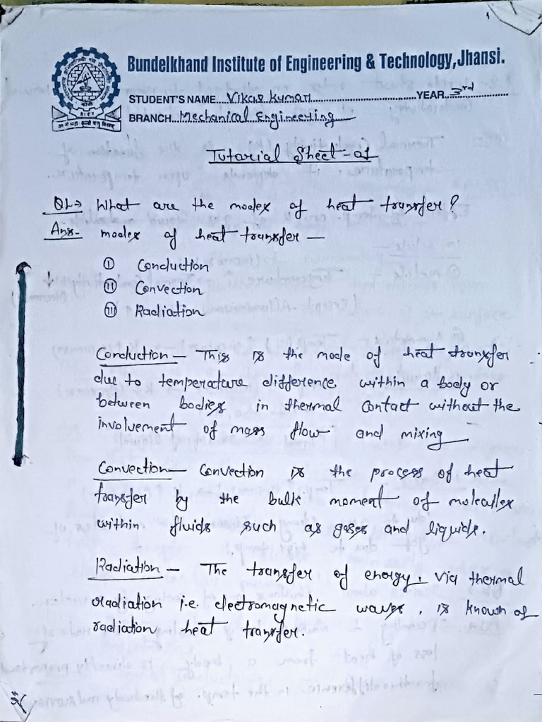 HMT Tutorial 01 | PDF