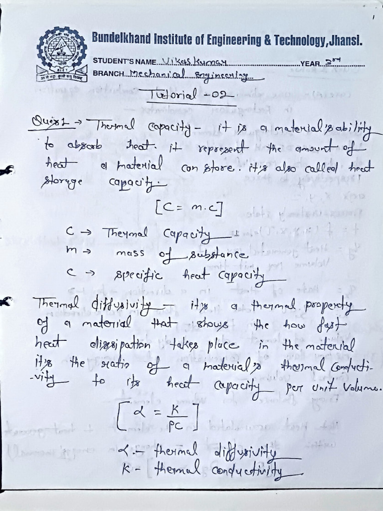 HMT Tutorial 02 | PDF