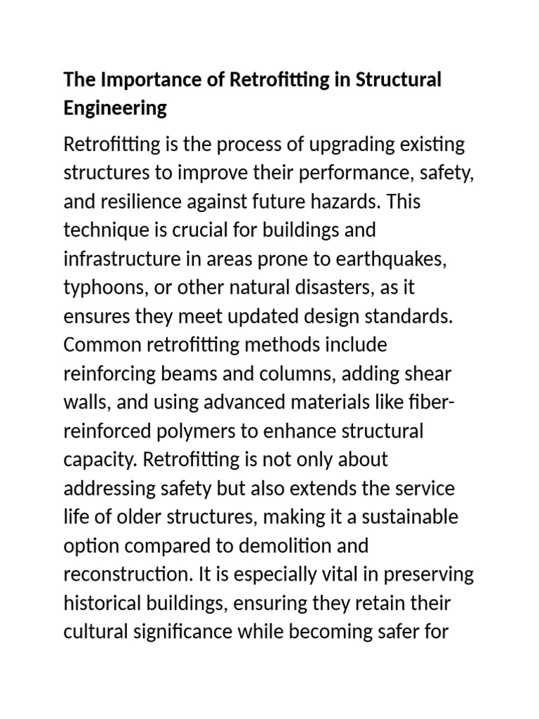 The Importance of Retrofitting in Structural Engineering | PDF