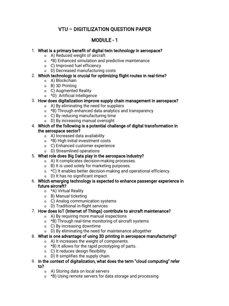 BAS358C DIGATILIZATION Questions With Answers Module 1&2 | PDF | Human ...