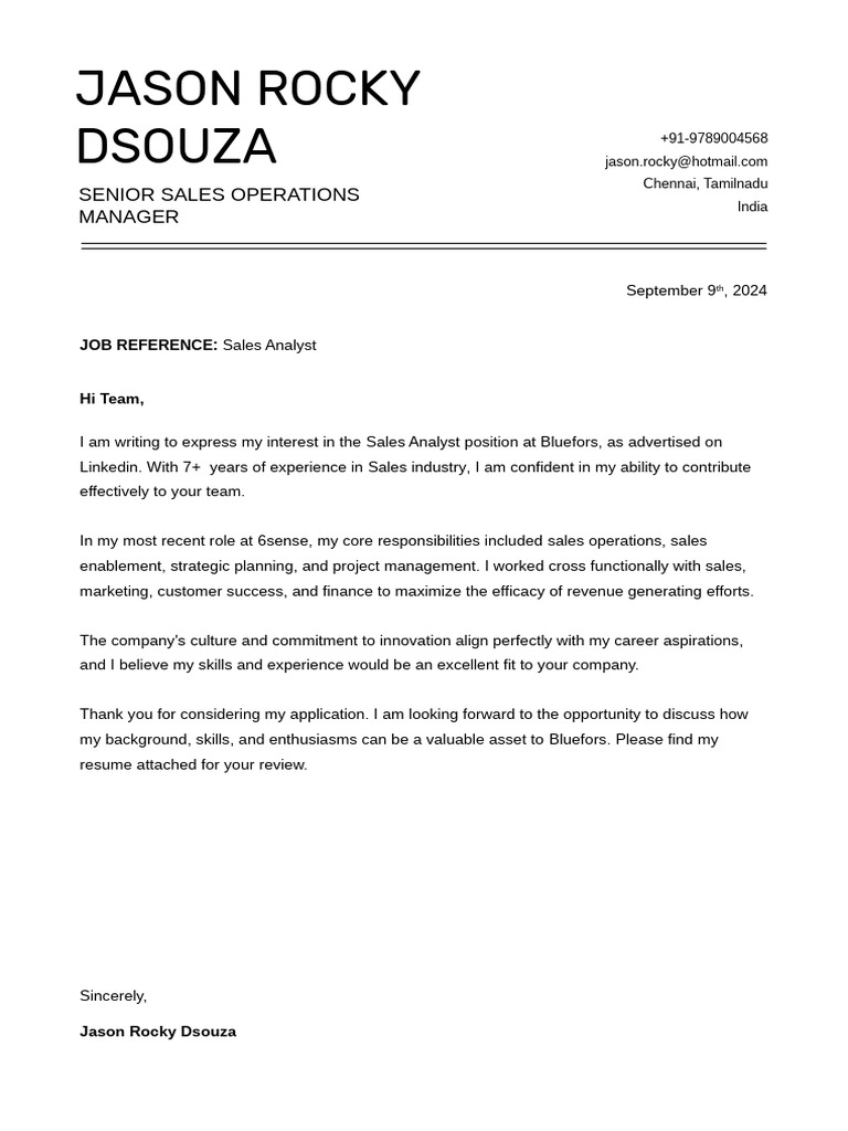 Cover Letter Jason | PDF