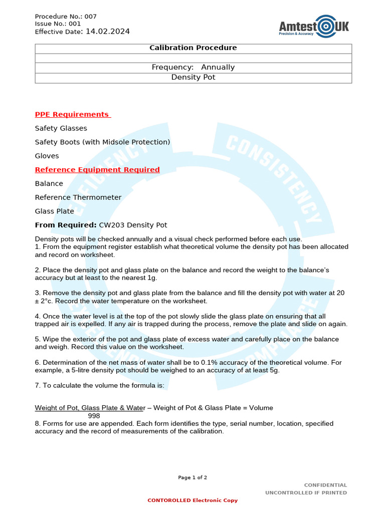 Density Pot | PDF | Density | Calibration