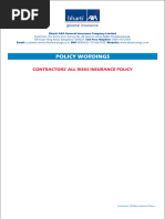 CONTRACTOR'S ALL RISKS - Policy Wording | PDF | Insurance | Indemnity