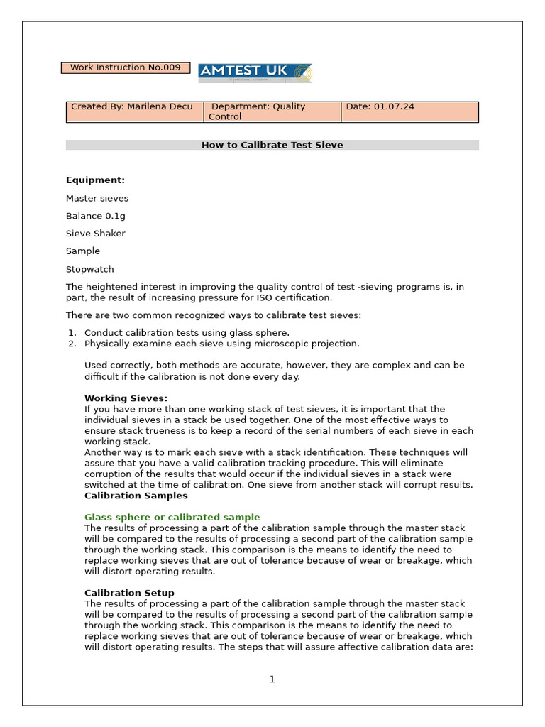 Test Sieves | PDF | Calibration | Metrology