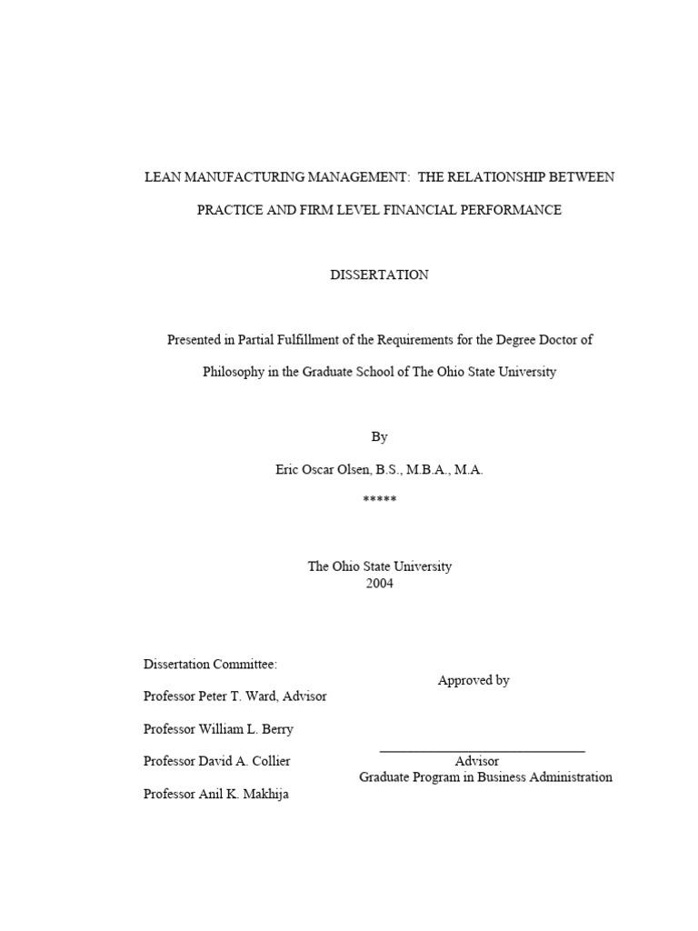 The Relationship Between Lean and Firm Financial Performance | PDF | Statistics | Lean Manufacturing