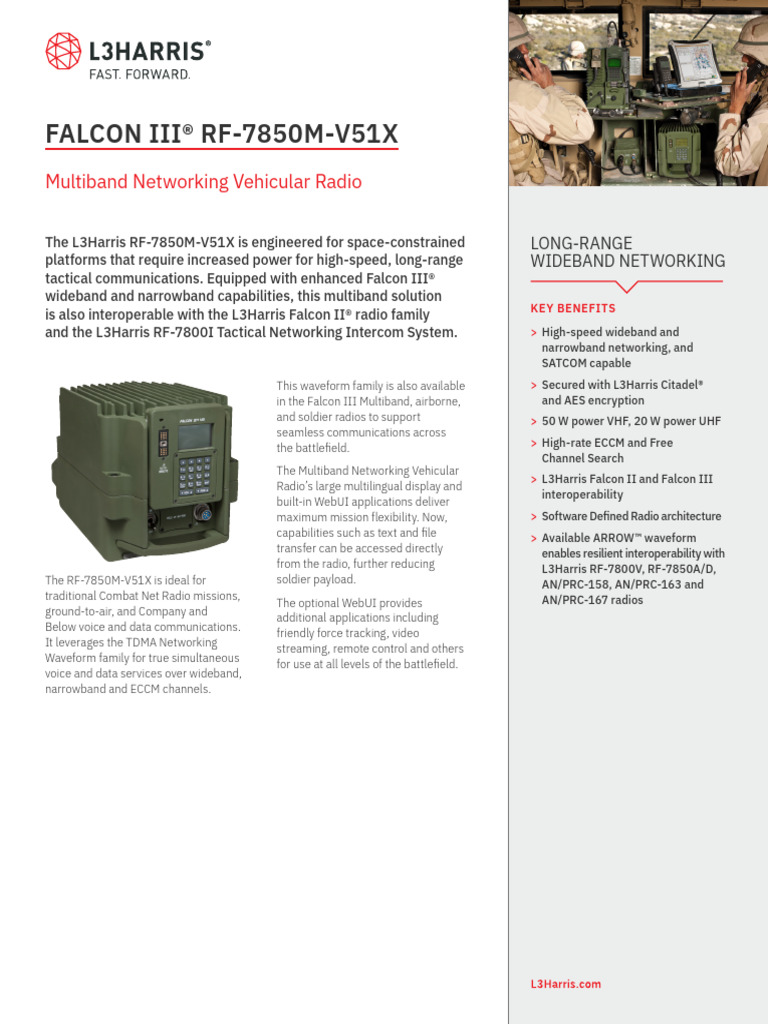 L3harris RF 7850m v51x Multiband Networking Vehicular Radio Datasheet Cs Tcom | PDF ...