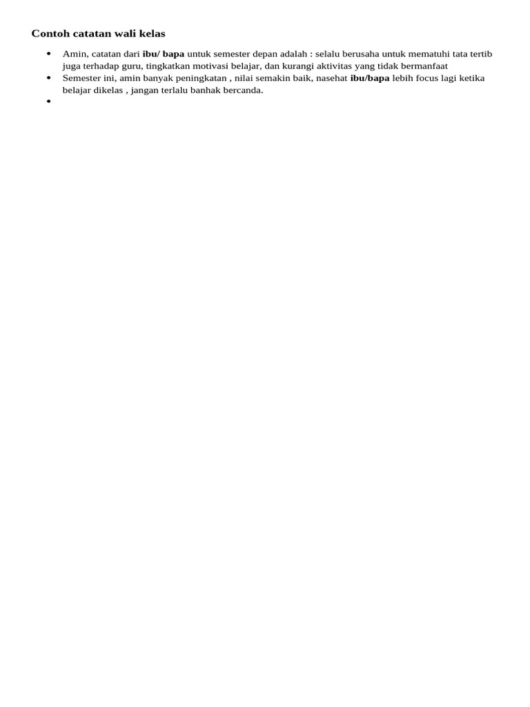 Contoh Catatan Wali Kelas | PDF | Kesehatan Holistik