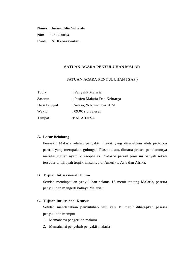 Sap Malaria (Iman) | PDF