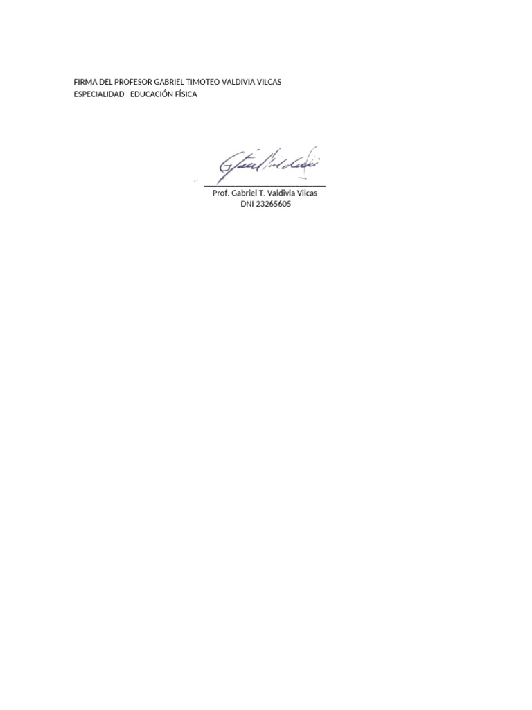 Firma Del Profesor Gabriel Timoteo Valdivia Vilcas | PDF | Ciencias ...