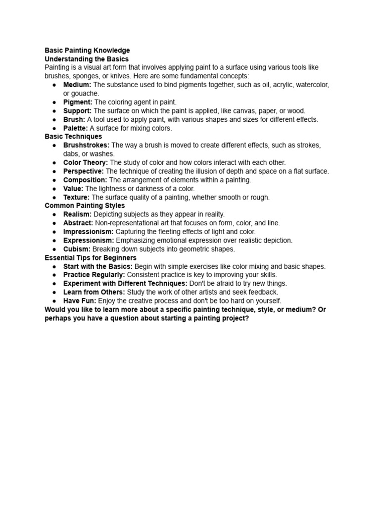 Basic Knowledge in Painting | PDF