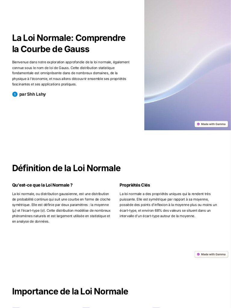 La Loi Normale Comprendre La Courbe de Gauss | PDF | Loi normale | Loi ...