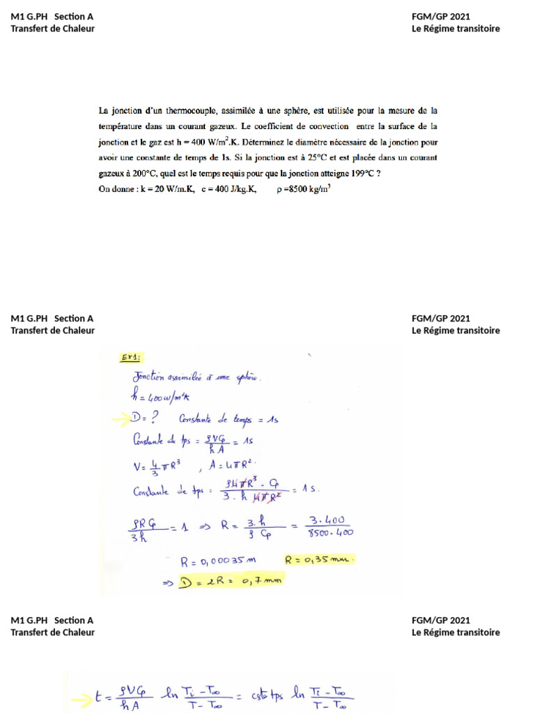 Transfert de chaleur en régime transitoire | PDF | Chaleur | Mécanique ...