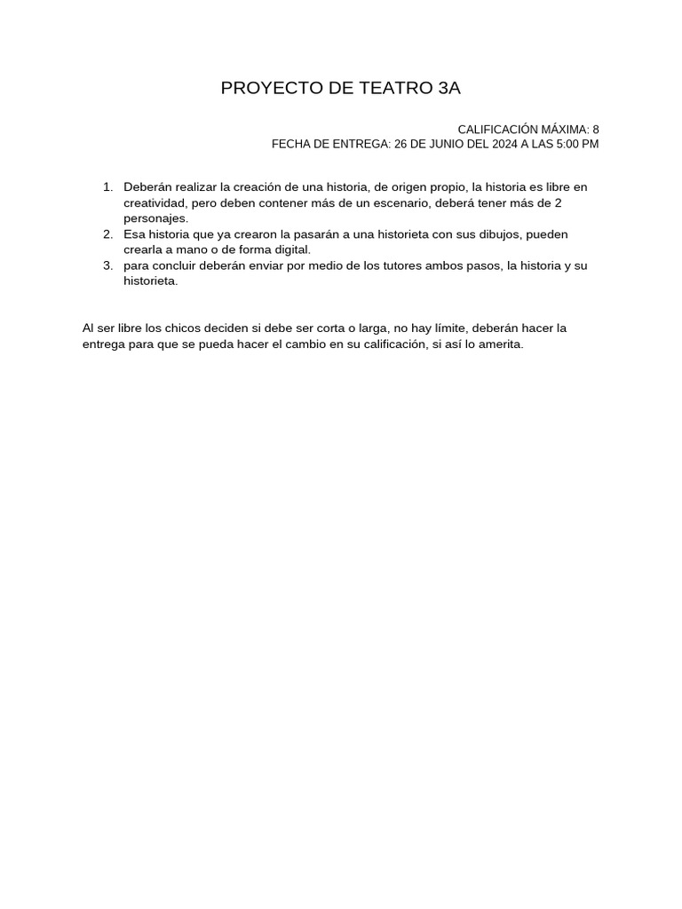 Proyecto de Teatro 3a | PDF