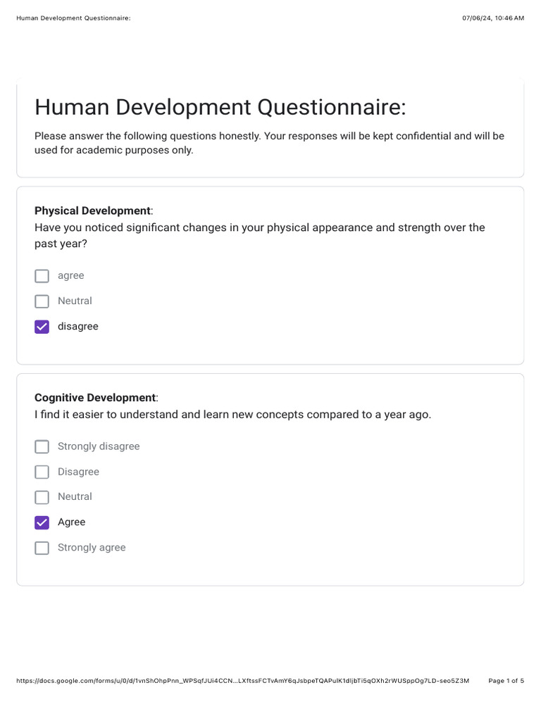 Questionnaire Response | PDF | Liberal Arts Education | Social Psychology