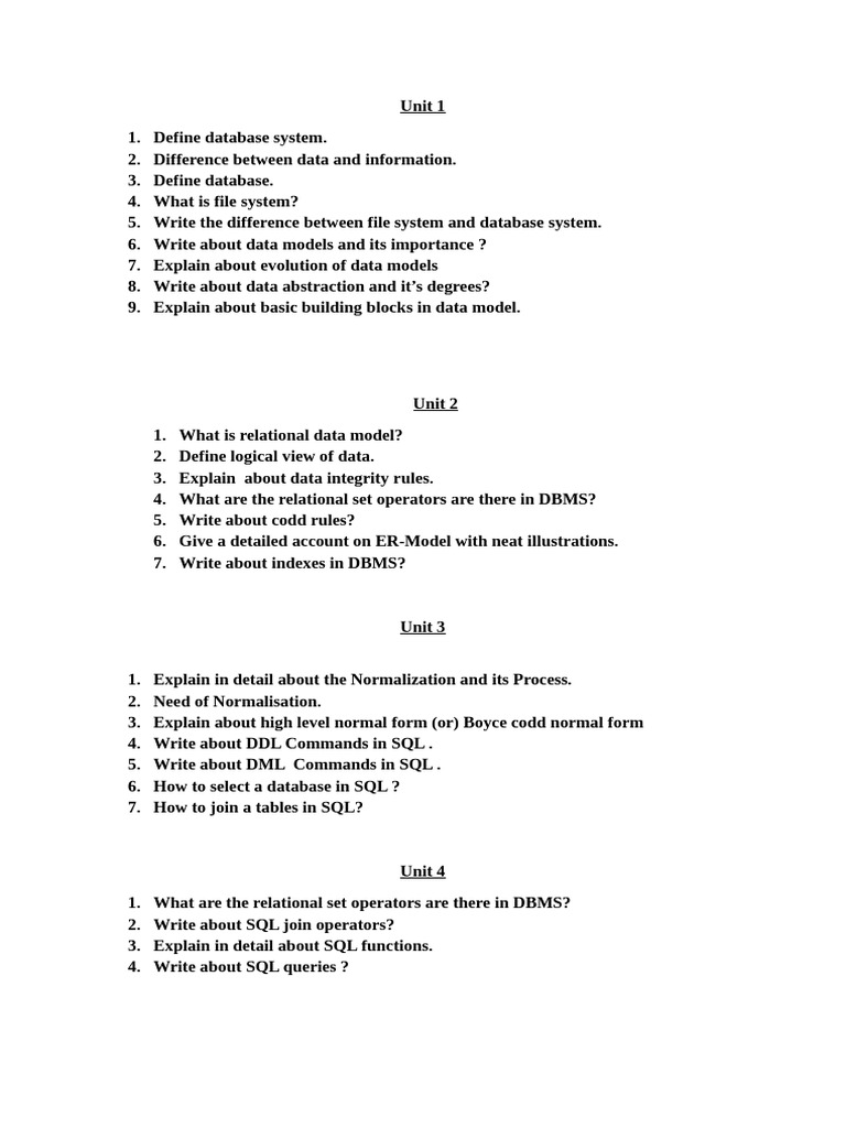 DBMS Question Bank Overview | PDF | Computers