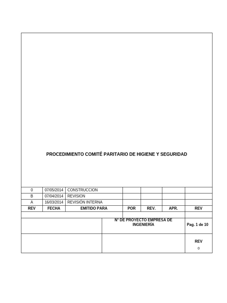 Procedimiento Comite Paritario de Higiene y Seguridad | PDF | Valores | Business