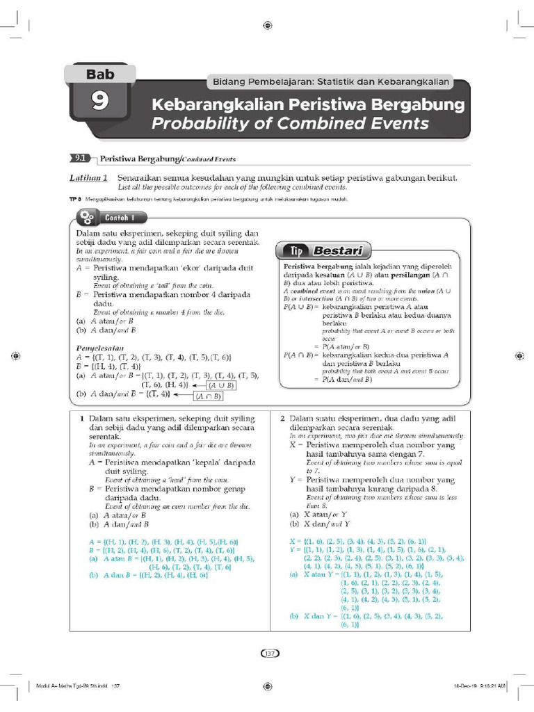 Math Form 4 Bab 9 Modul Keberangkalian Peristiwa Bergabung | PDF
